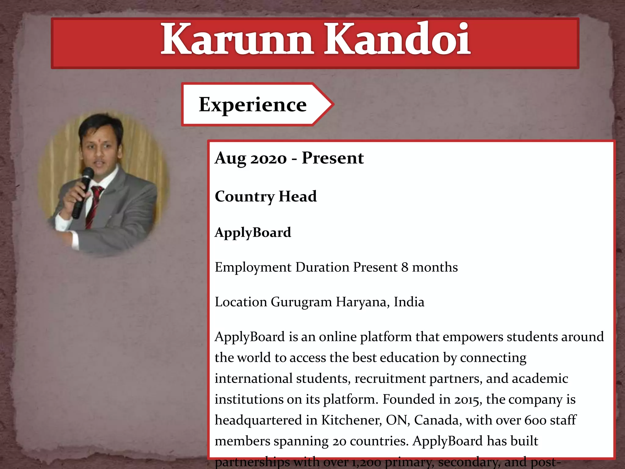 Karun Kandoi - Country Head at ApplyBoard | PPT