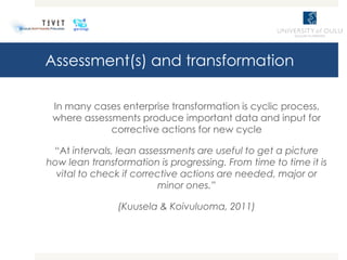 Adapting the Lean Enterprise Self-Assessment Tool for Software Development Domain | PPT