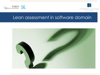Adapting the Lean Enterprise Self-Assessment Tool for Software Development Domain | PPT