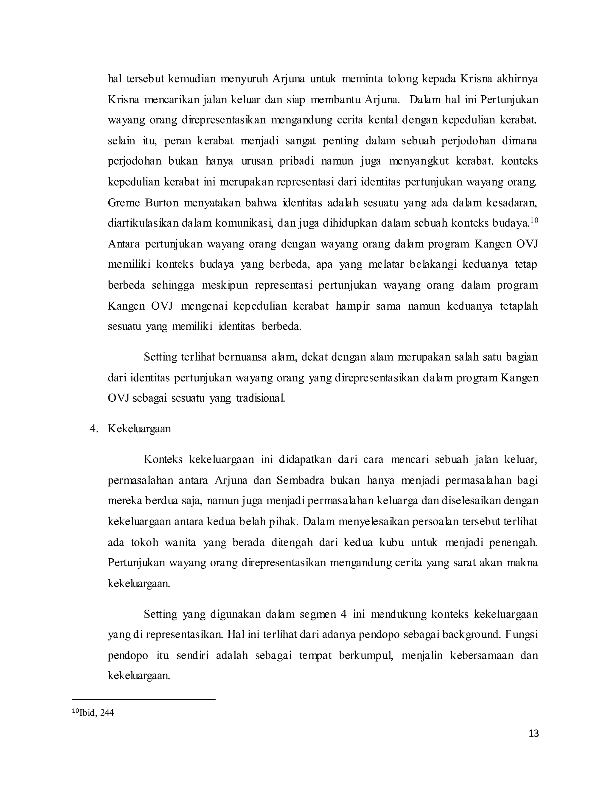 Representasi Wayang Orang dalam Program Televisi Kangen OVJ | DOCX