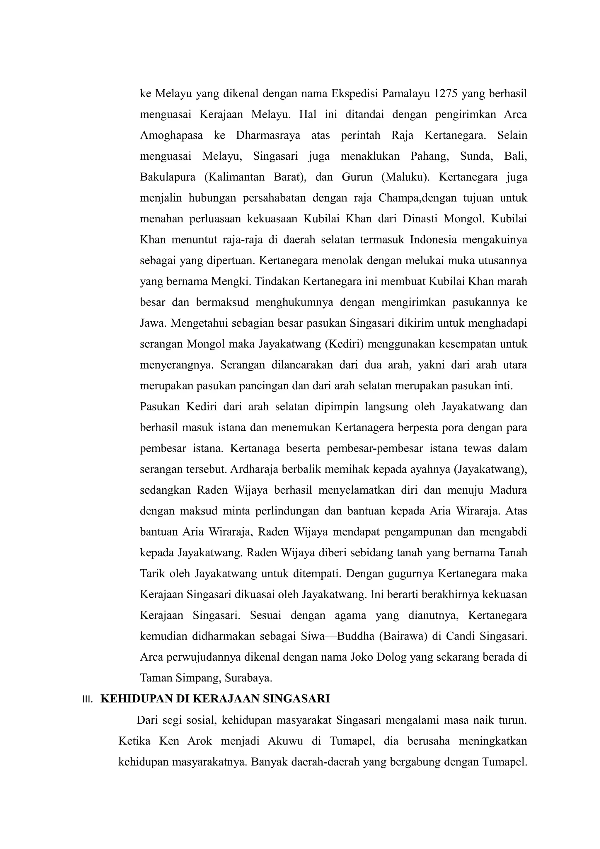 Karya ilmiah kerajaan singasari | DOC