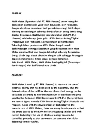 Karya ilmiah kwh meter | DOCX