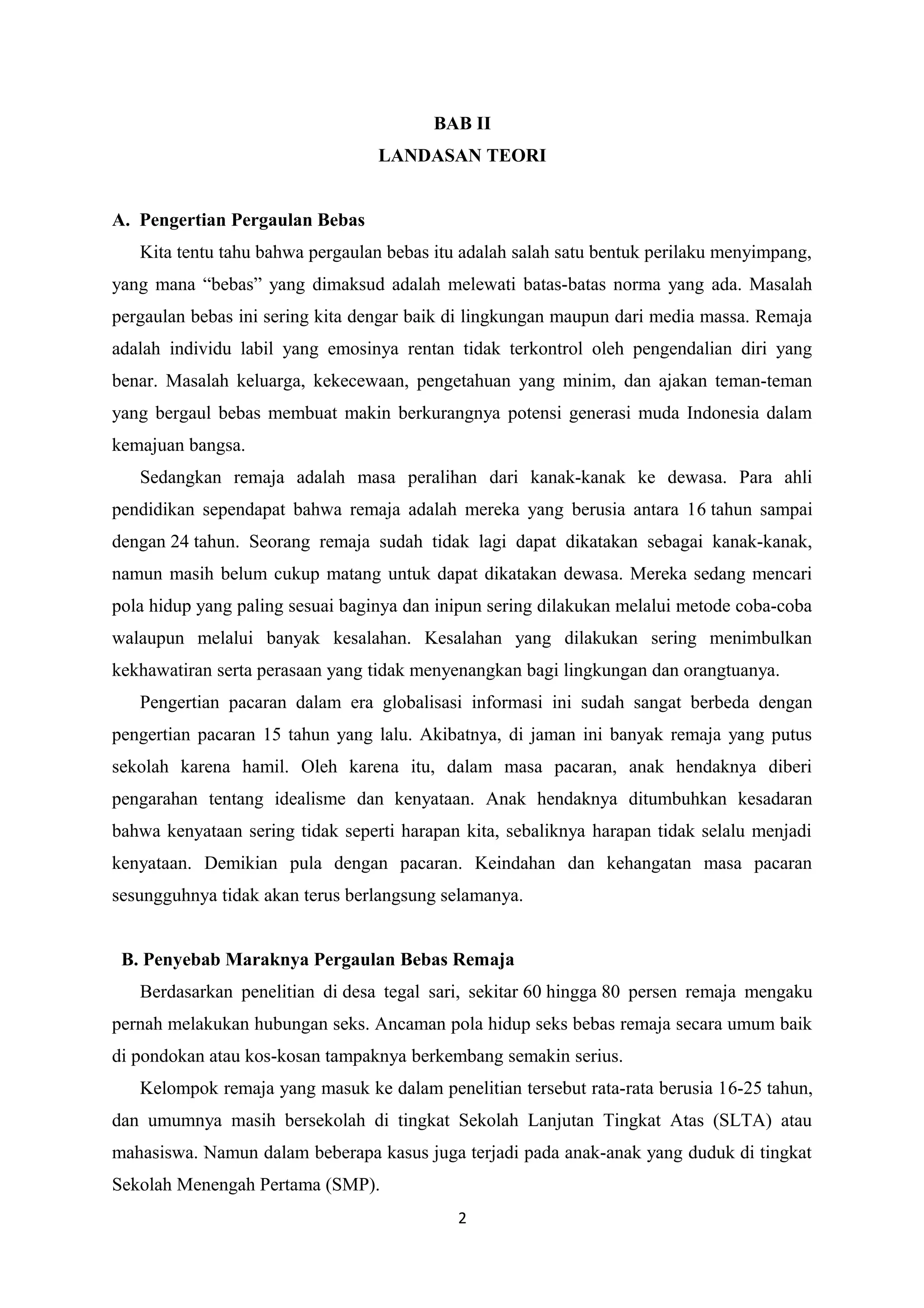 Karya ilmiah pergaulan bebas di kalangan remaja | DOC