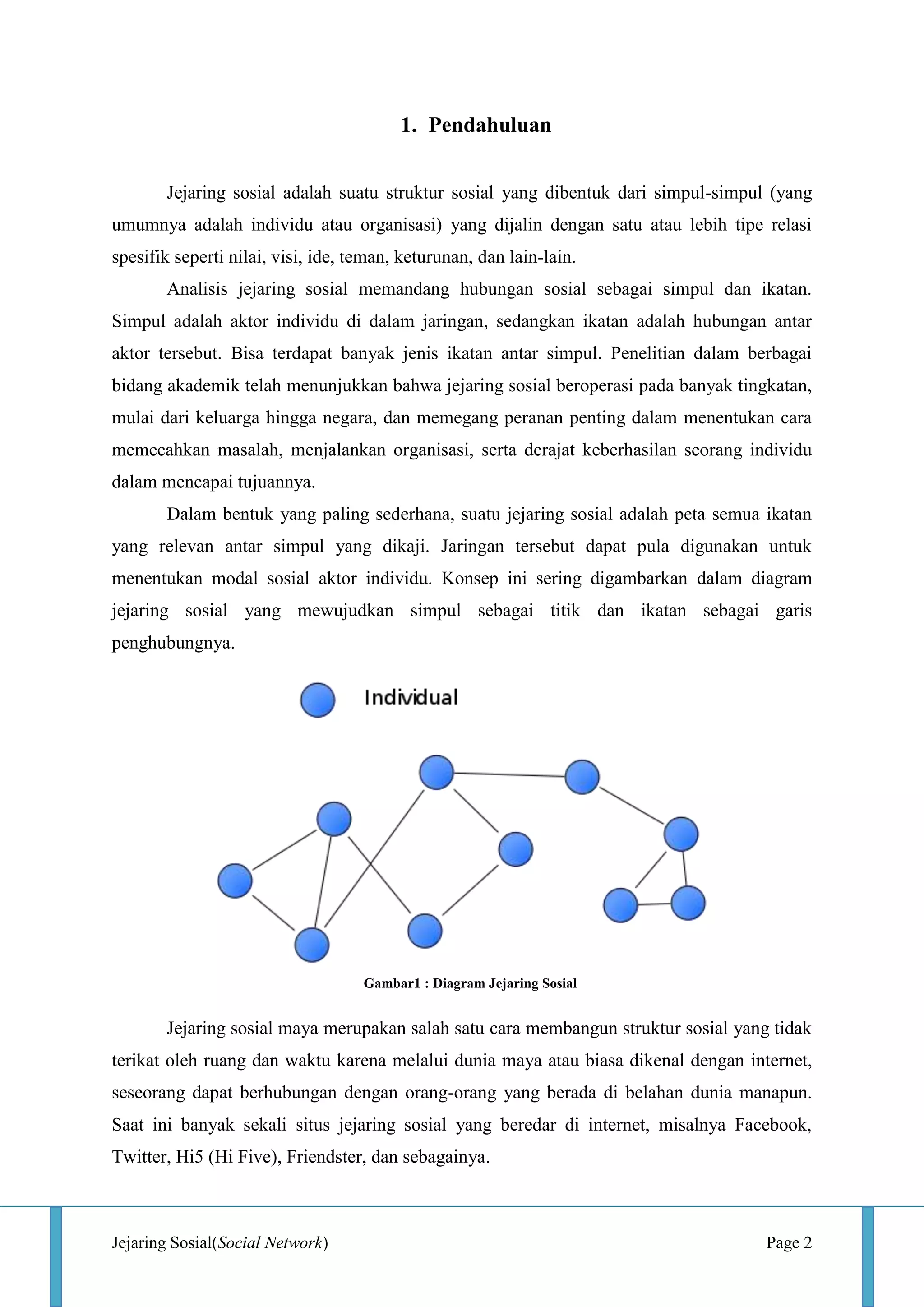Karya ilmiah topik jejaring sosial (social network) | DOCX