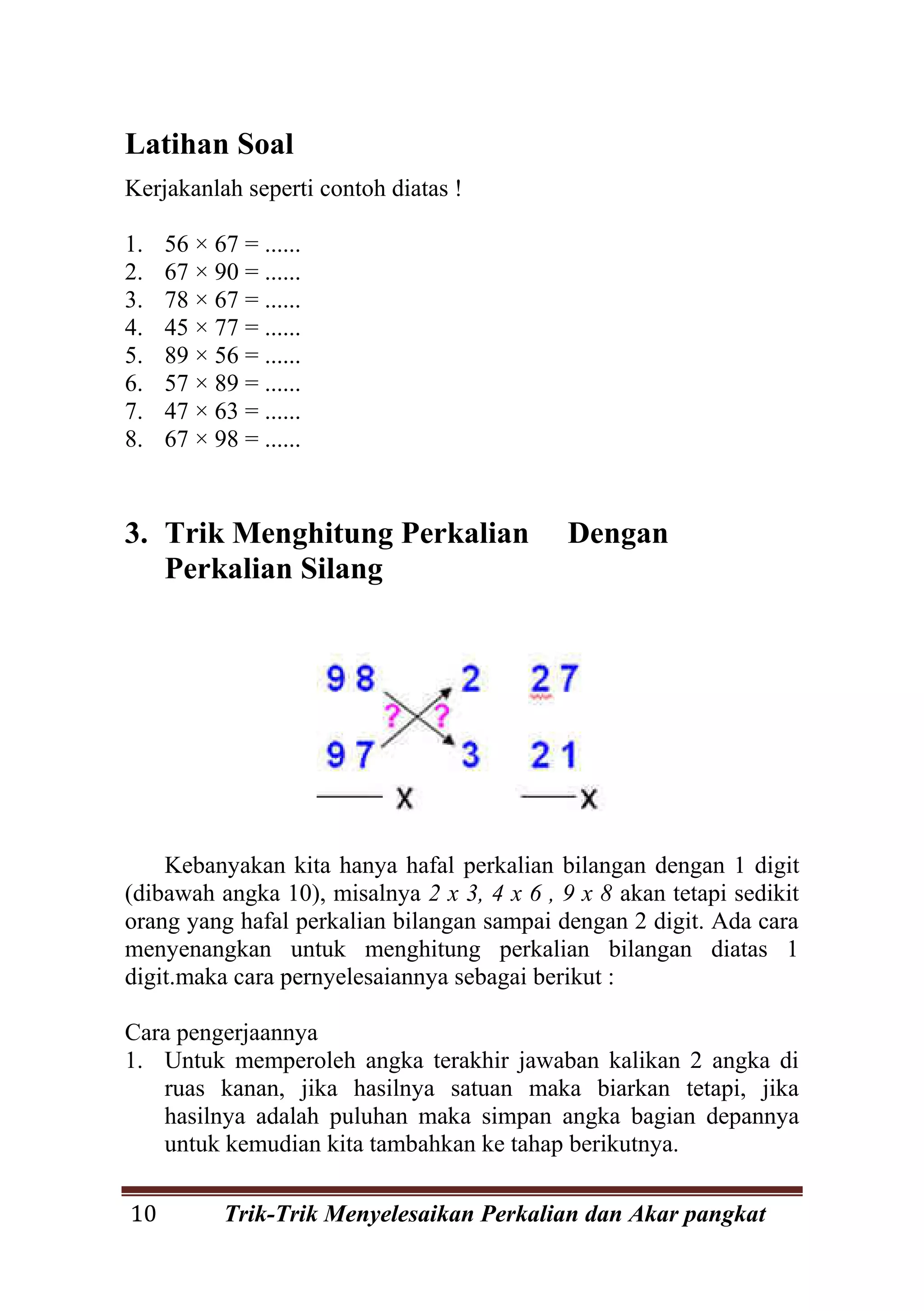 trik-tirk menyelesaikan persoalan perkalian dan akar pangkat | PDF
