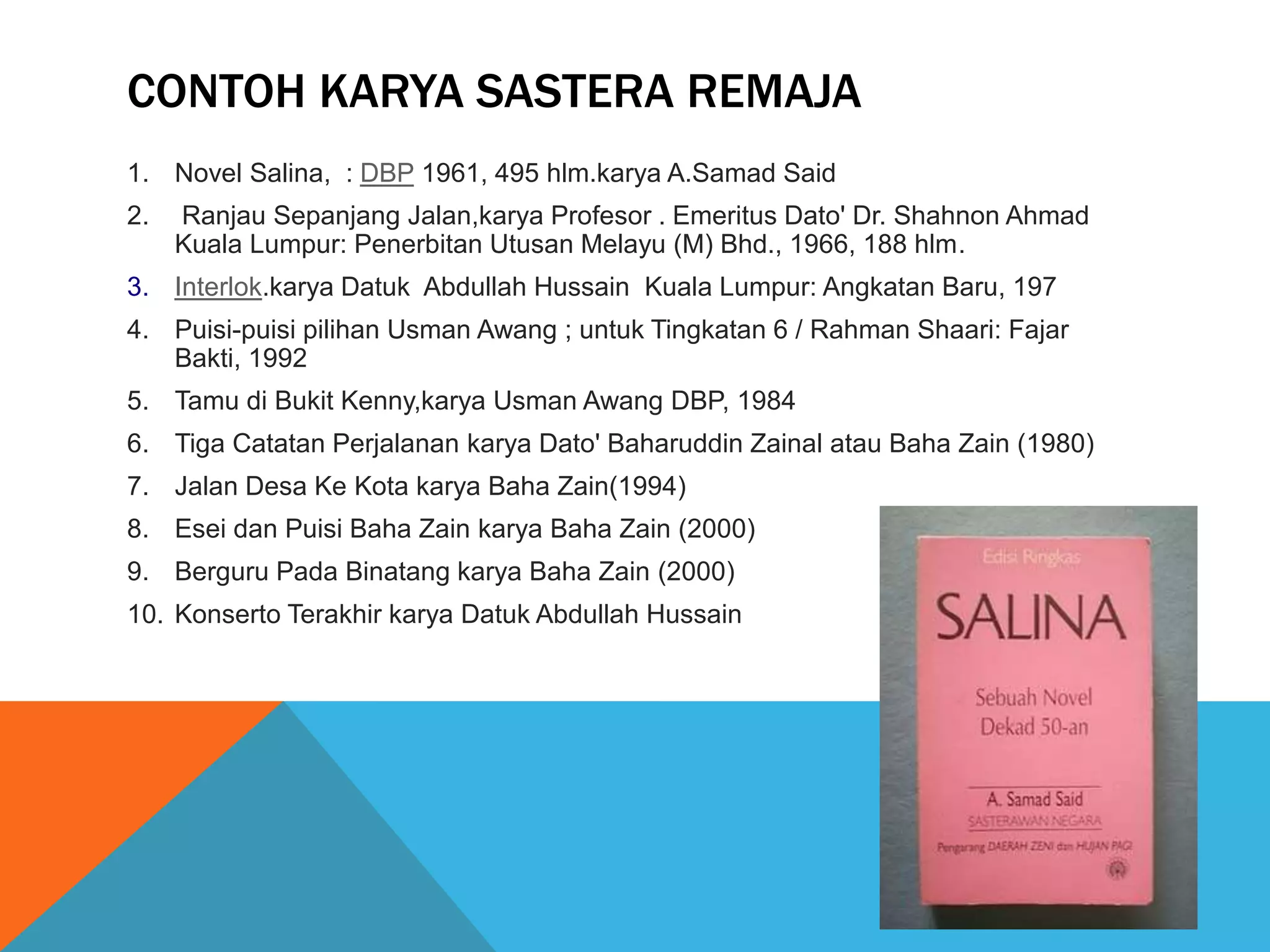 Karya sastera kanak kanak,remaja,dewasa & popular | PPTX