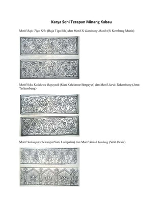 Karya seni terapan minang kabau | DOCX