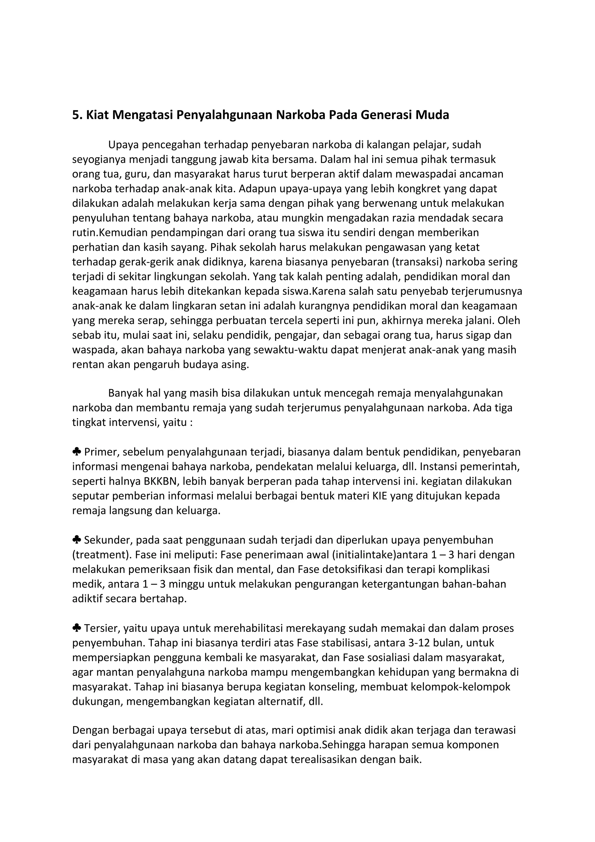Karya tulis bahaya narkoba bagi remaja | DOC