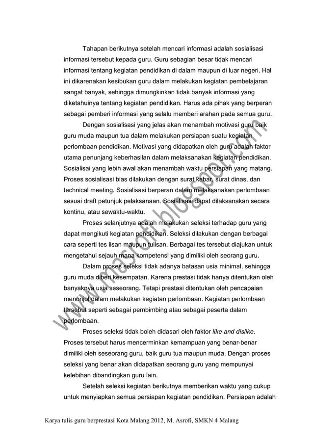 Karya tulis guru berprestasi m asrofi | PDF