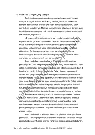 Karya tulis guru berprestasi m asrofi | PDF