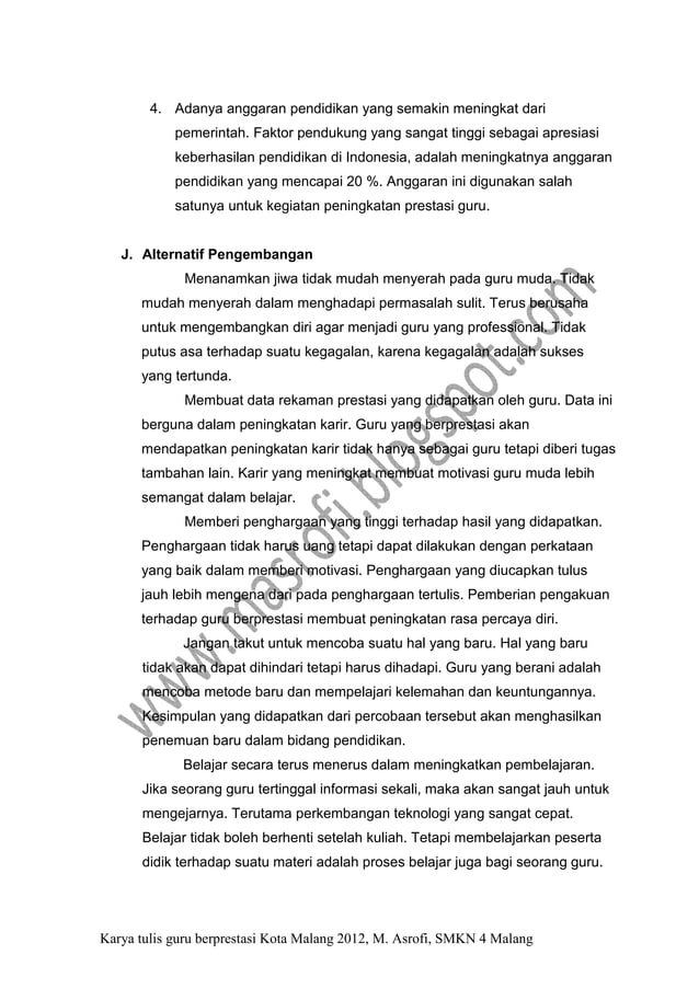 Karya tulis guru berprestasi m asrofi | PDF