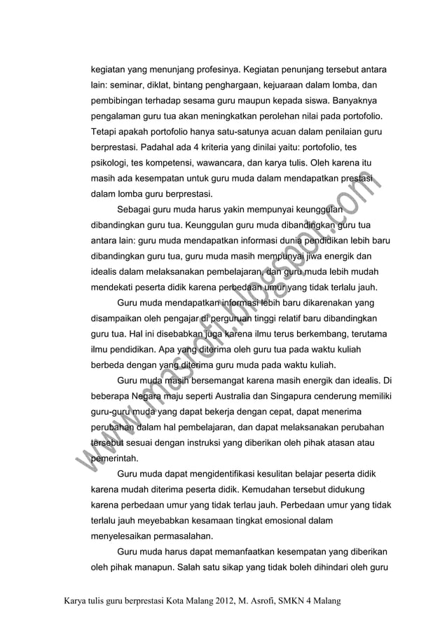 Karya tulis guru berprestasi m asrofi | PDF