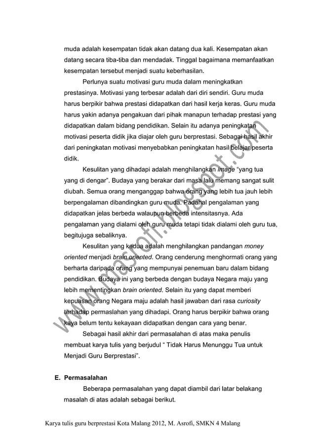 Karya tulis guru berprestasi m asrofi | PDF