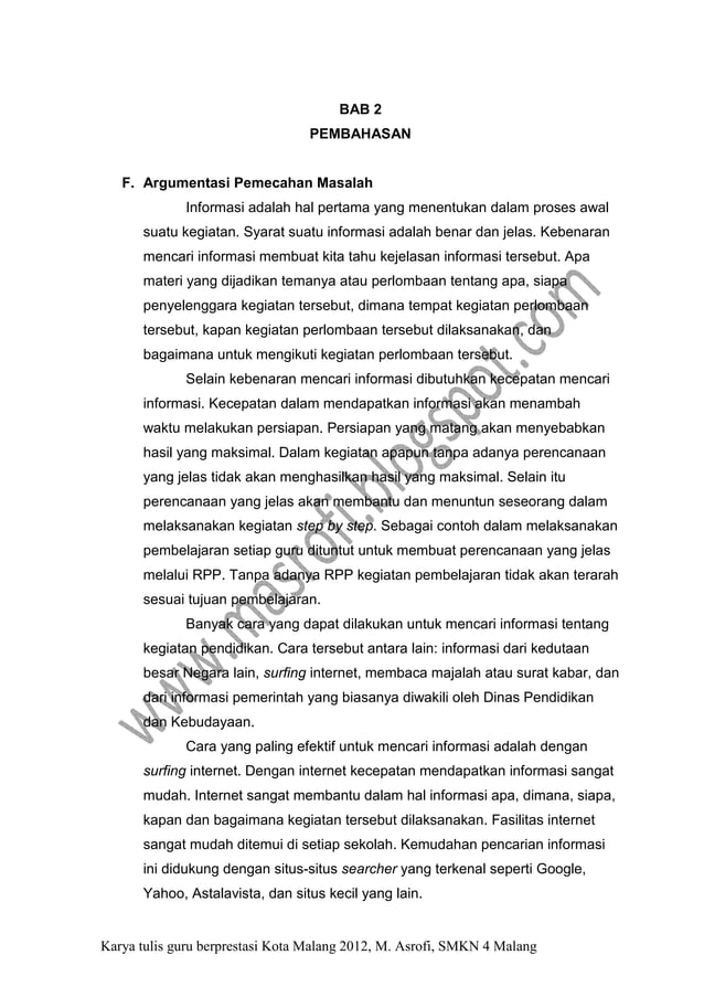 Karya tulis guru berprestasi m asrofi | PDF