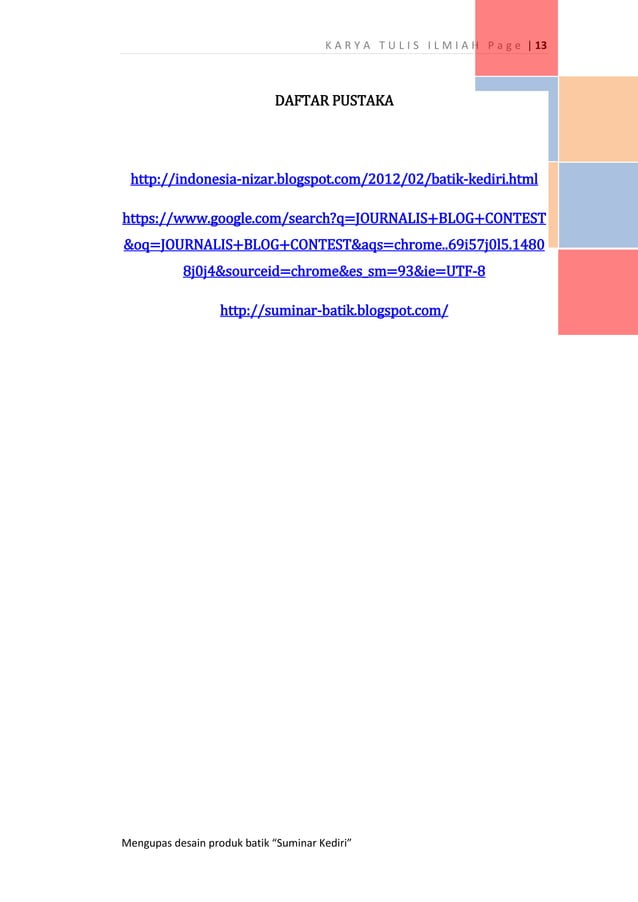 karya tulis ilmiah desain kemasan produk batik "Suminar" | PDF