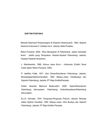 Karya tulis kesultanan palembang | DOCX