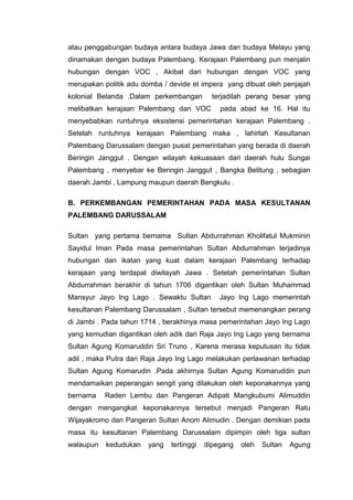 Karya tulis kesultanan palembang | DOCX