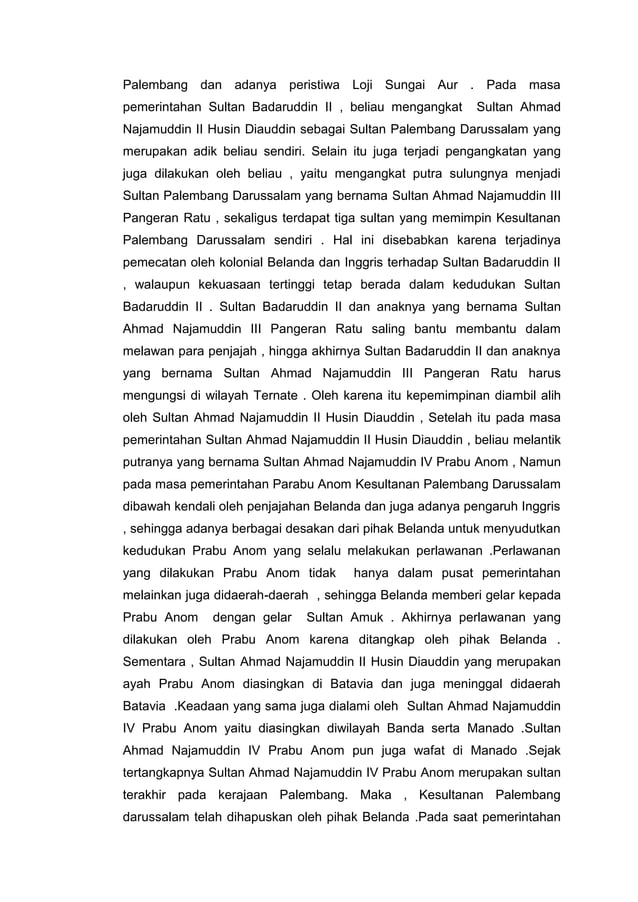 Karya tulis kesultanan palembang | DOCX