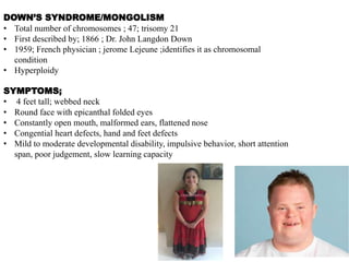 Karyotypic analysis of syndromes, Kilnefelter, Turner , Patau, Edward ...