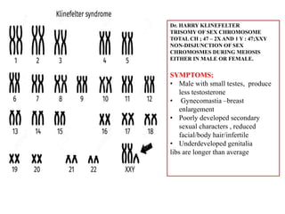 Karyotypic analysis of syndromes, Kilnefelter, Turner , Patau, Edward ...