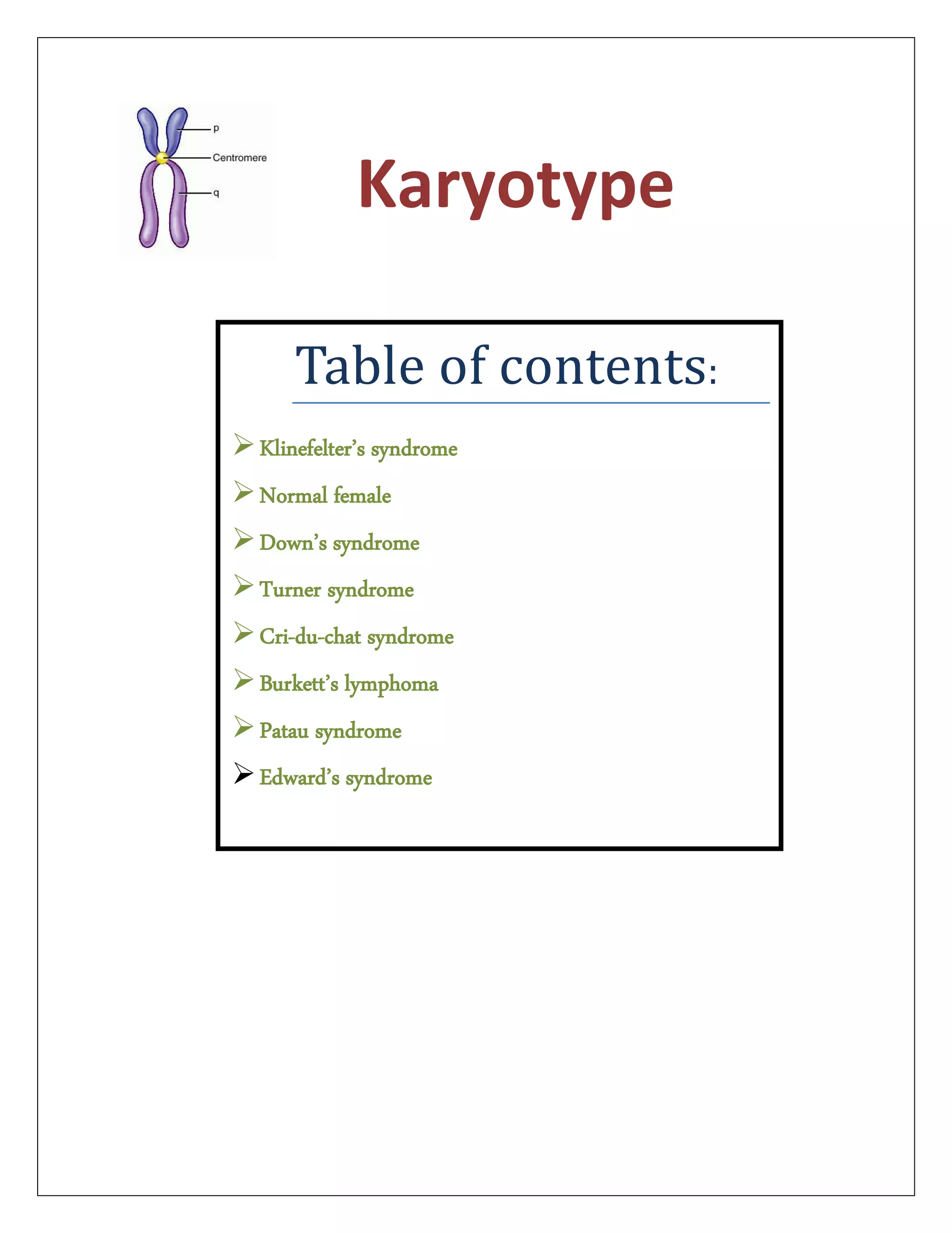Karyotype in humans with genetic disorders | PDF