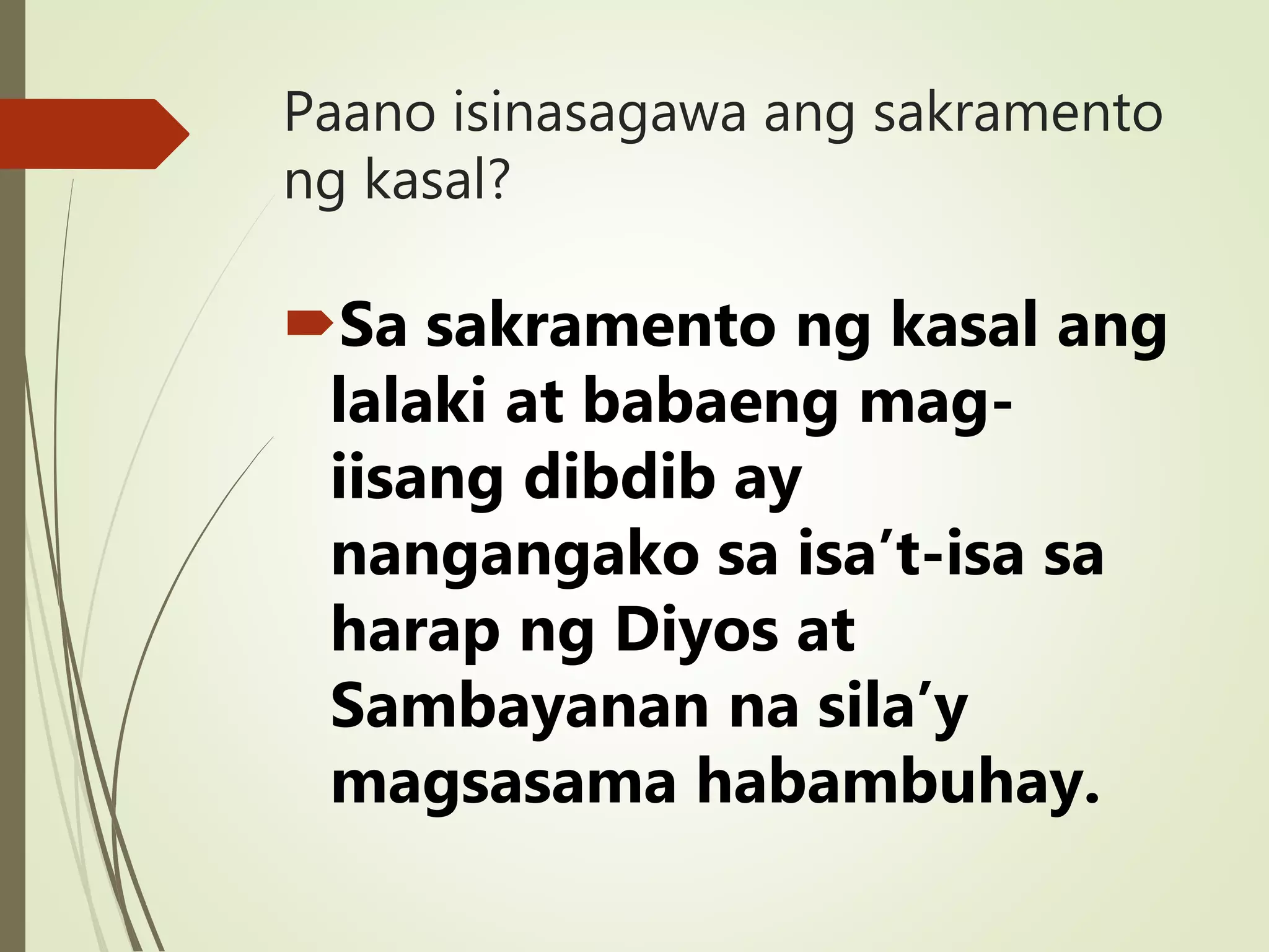 KATEKESIS SA SAKRAMENTO NG KASAL | PPTX