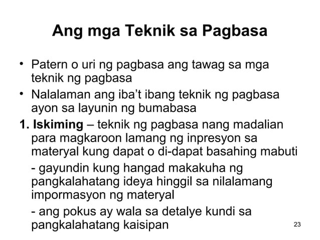 Kasanayan sa pagbasa | PPT