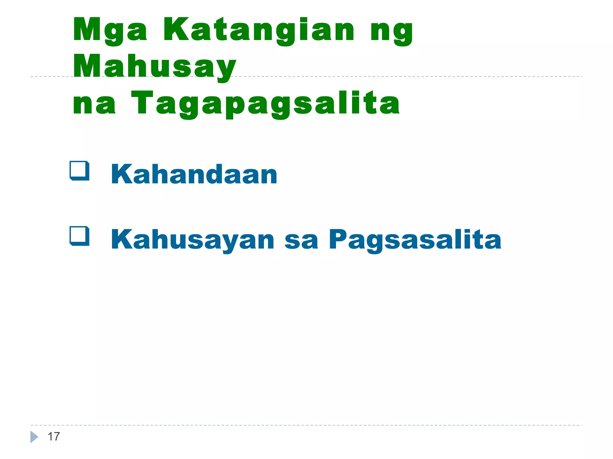 Kasanayan sa pagsasalita | PPT