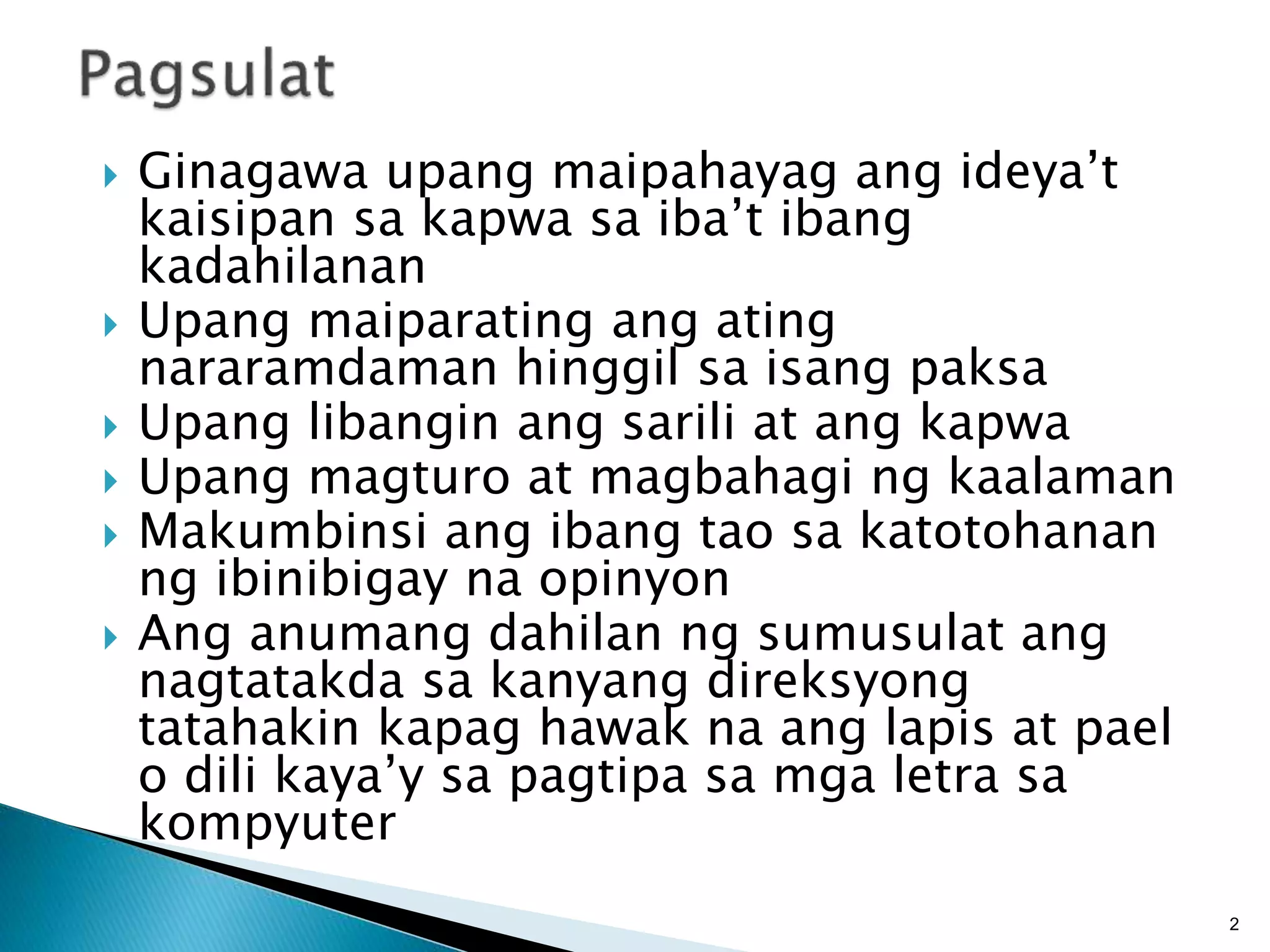 Kasanayan sa Pagsulat | PPT