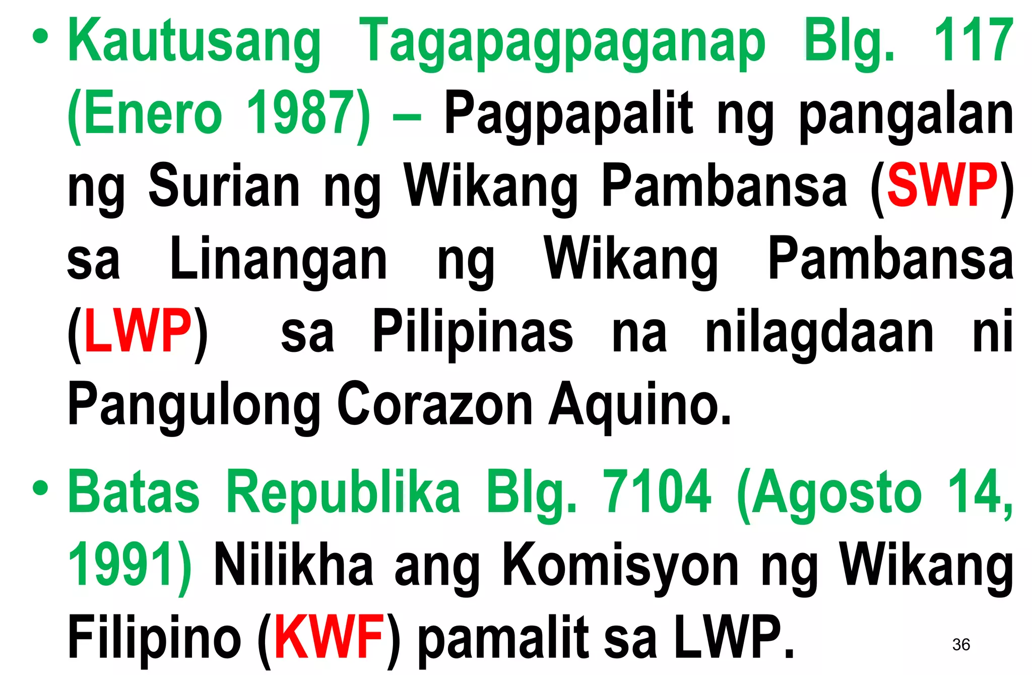Kasaysayan ng Wikang Filipino | PPT