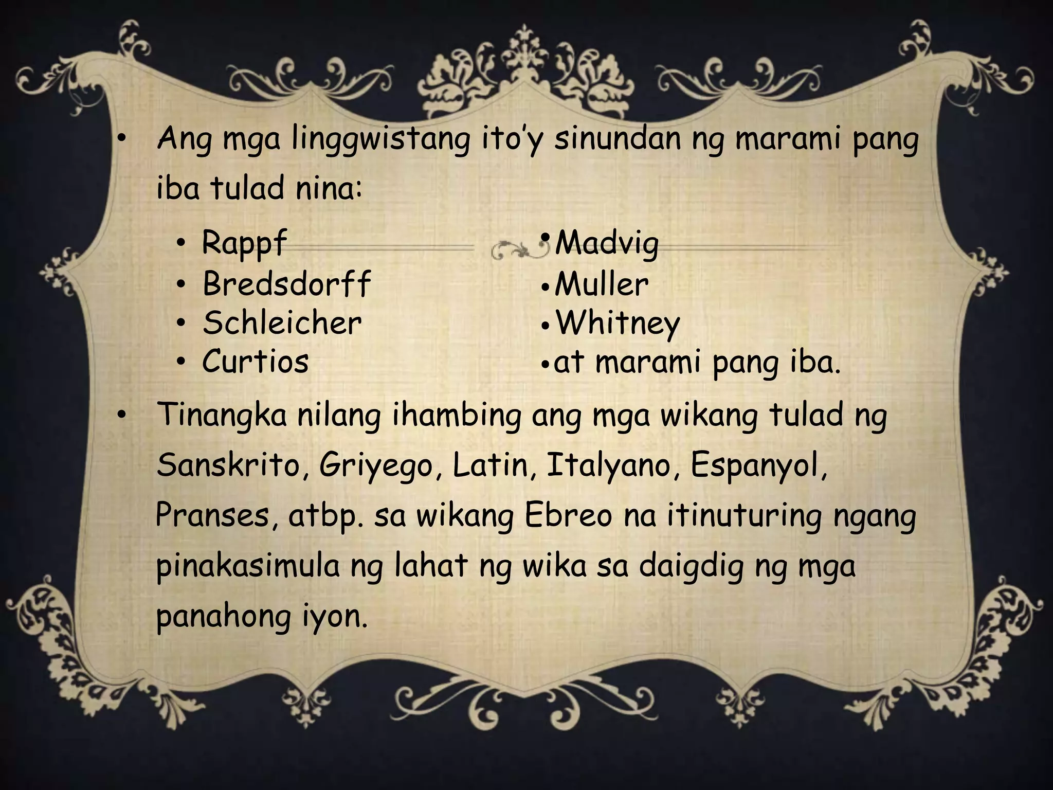 Kasaysayan ng linggwistika (1) | PPTX