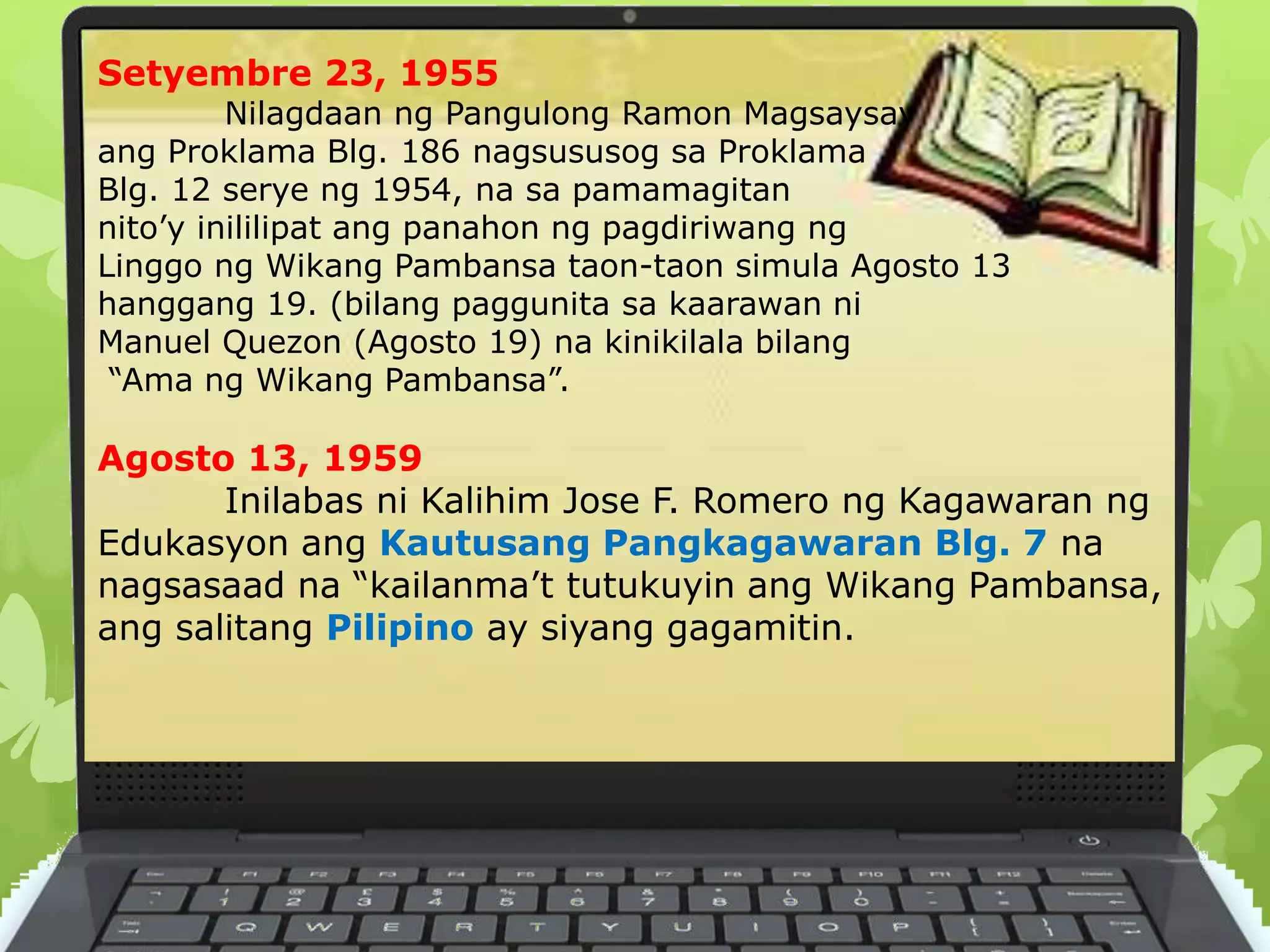 Kasaysayan ng Wikang Pambansa | PPTX