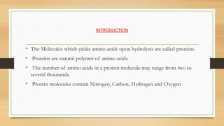 Proteins introduction and its structure. | PPTX