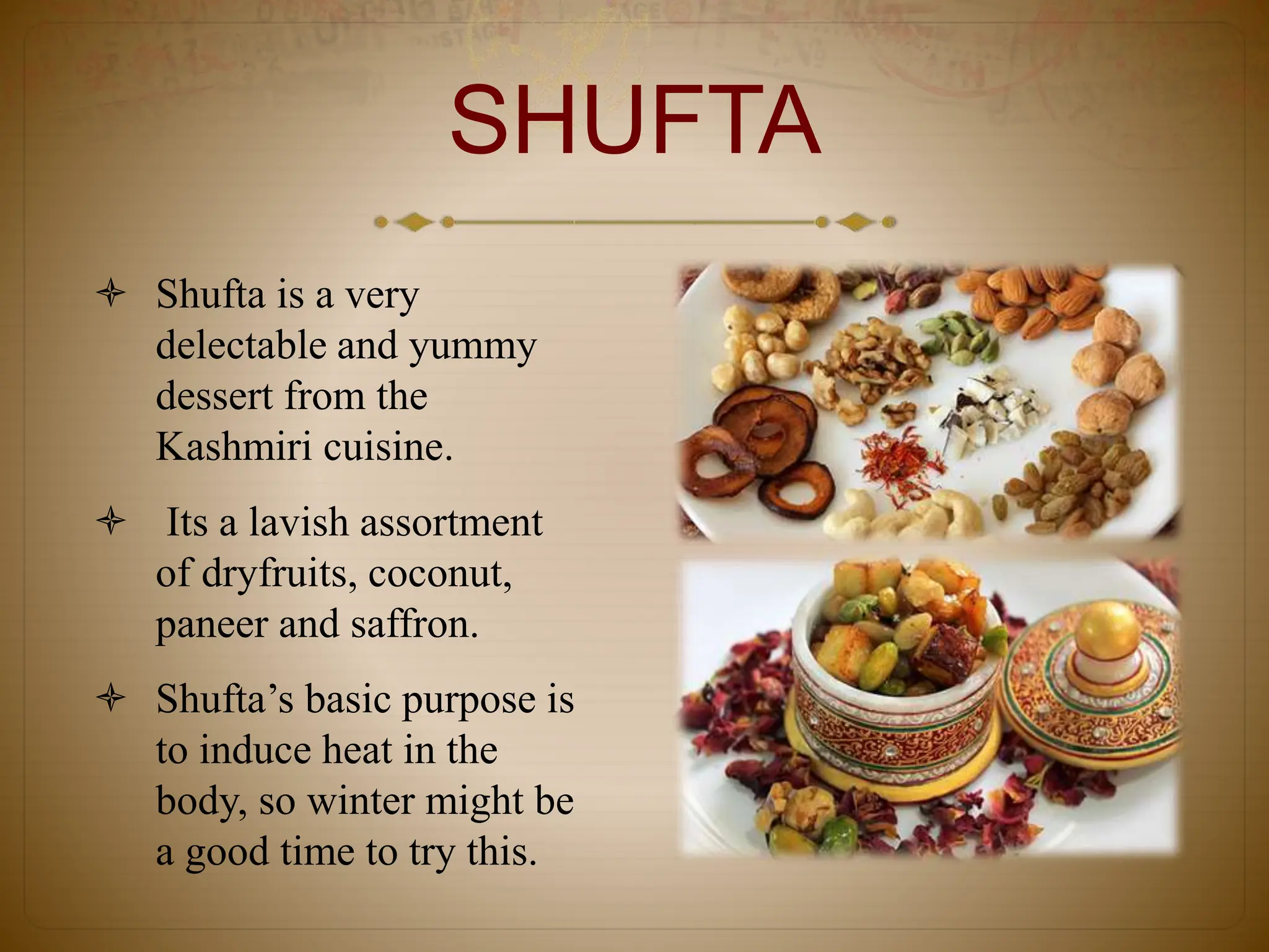 Kashmiri cuisine, Culture, Ingredients, Equipment's and Dishes | PPTX