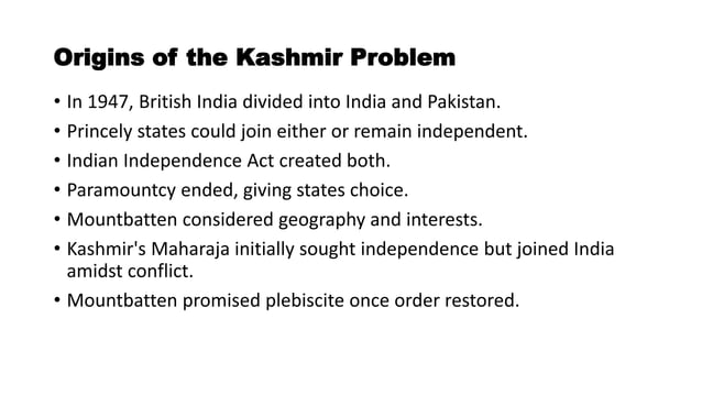 A historical and political perspective of Kashmir issue | PPTX