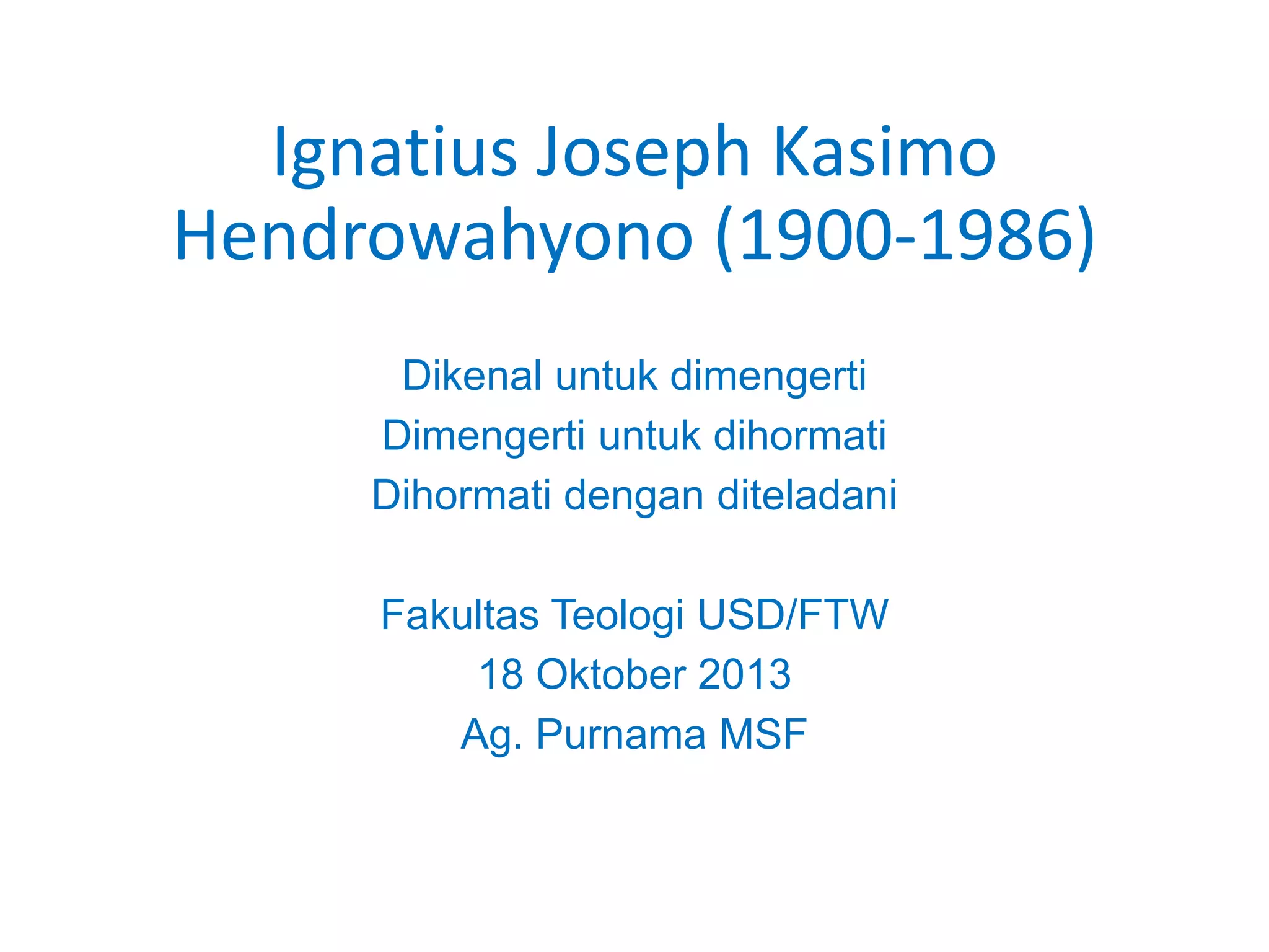 Gereja dan Politik: Belajar dari I.J. Kasimo | PPTX