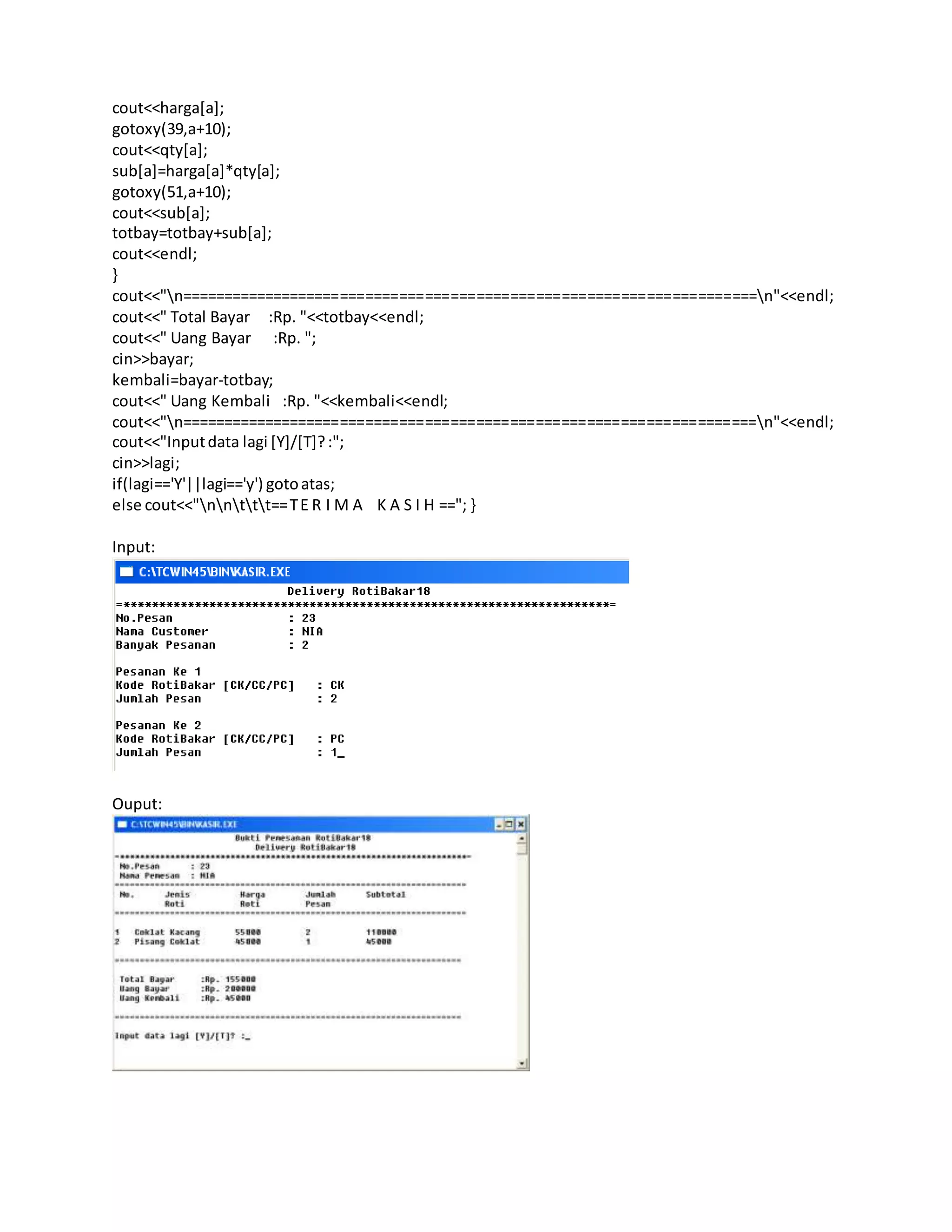 Program Kasir c++(case ROti88) | PDF