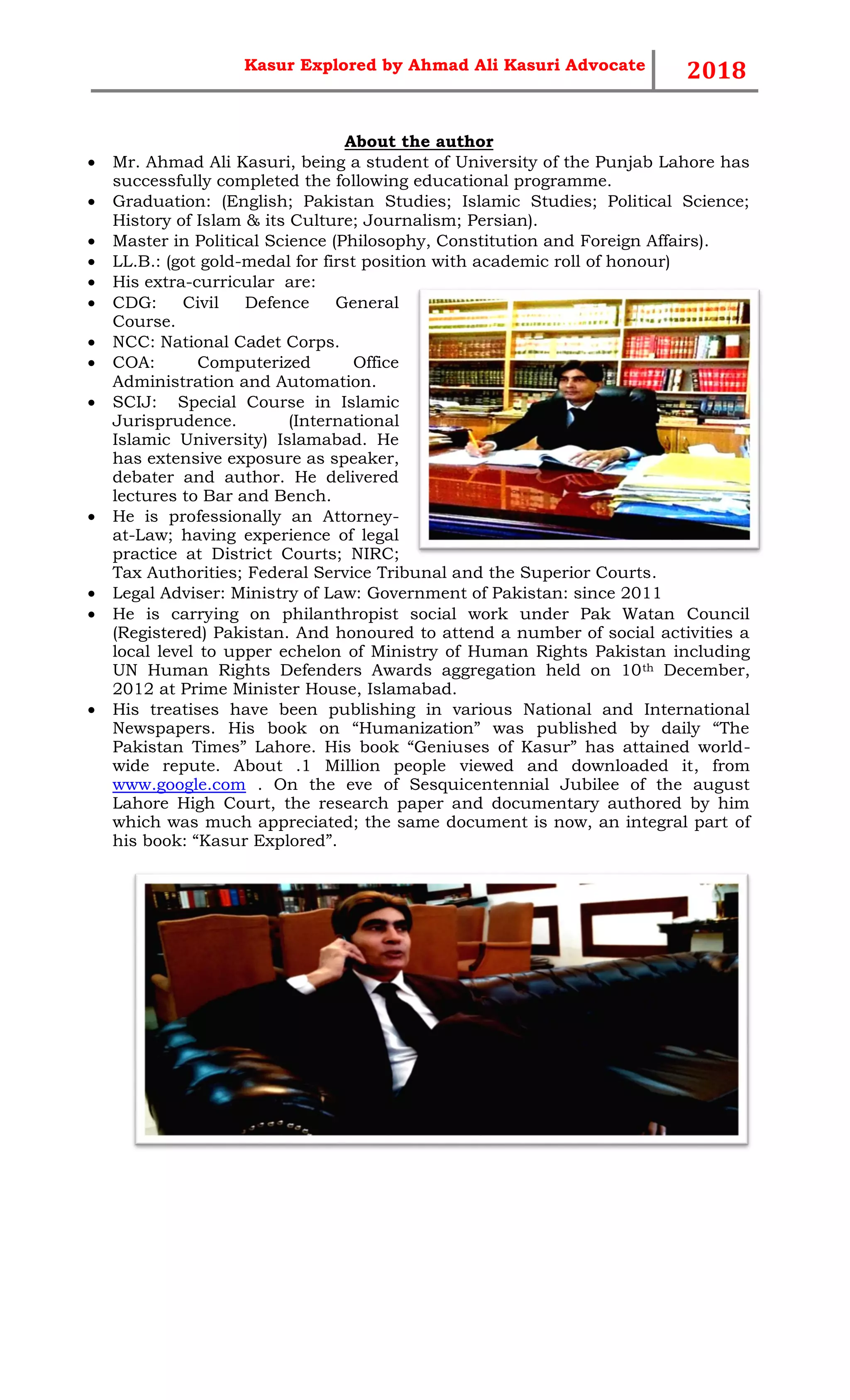 Kasur explored by Ahmad Ali Kasuri Advocate | PDF