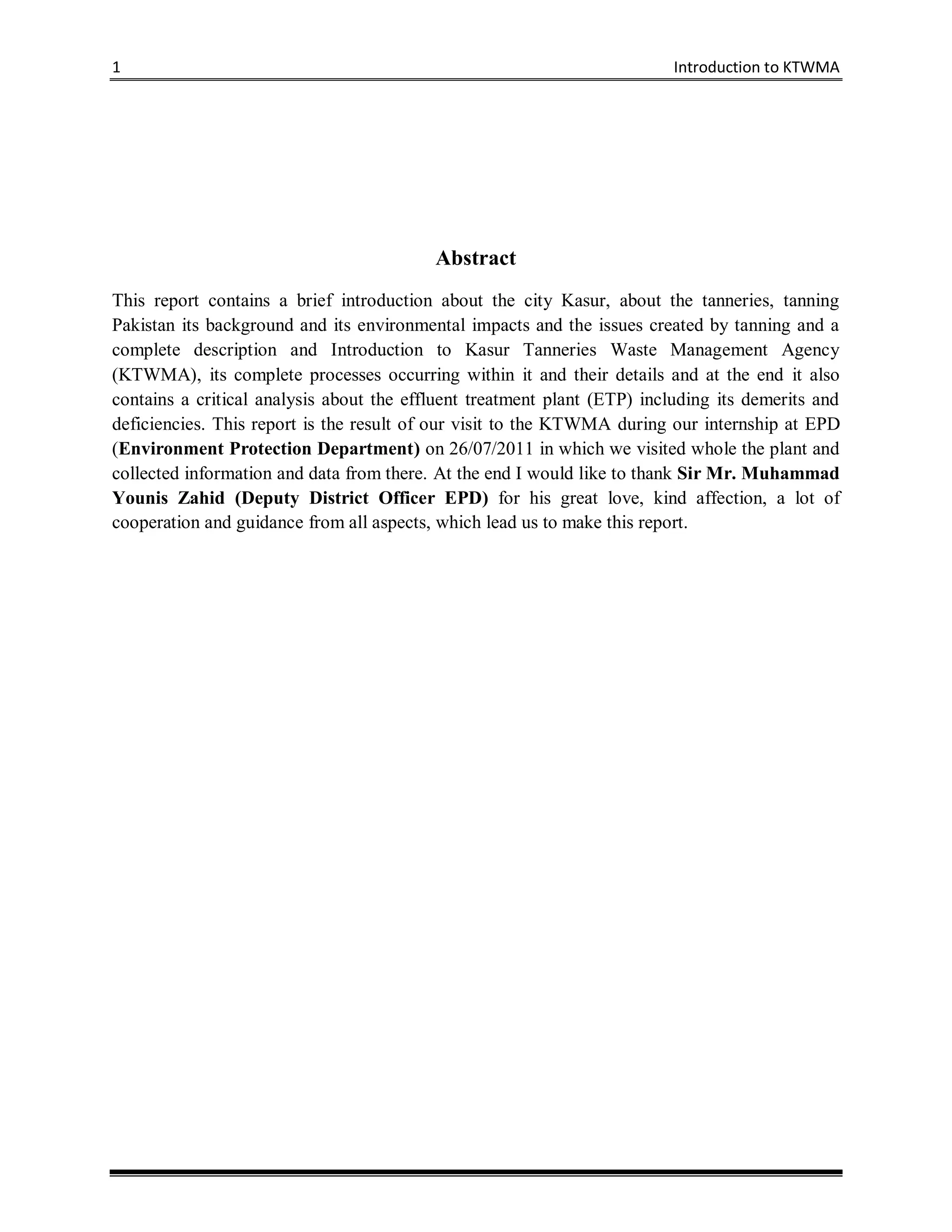 Kasur tanneries waste management agency (ktwma) | PDF