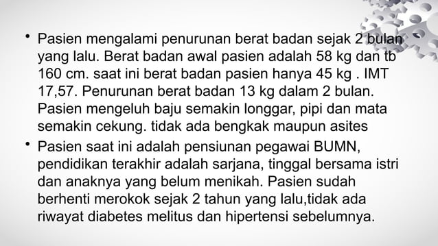 Kasus 1 Workshop Bedah Digestive bagi asuhan gizi klnis di rumah sakit | PPTX
