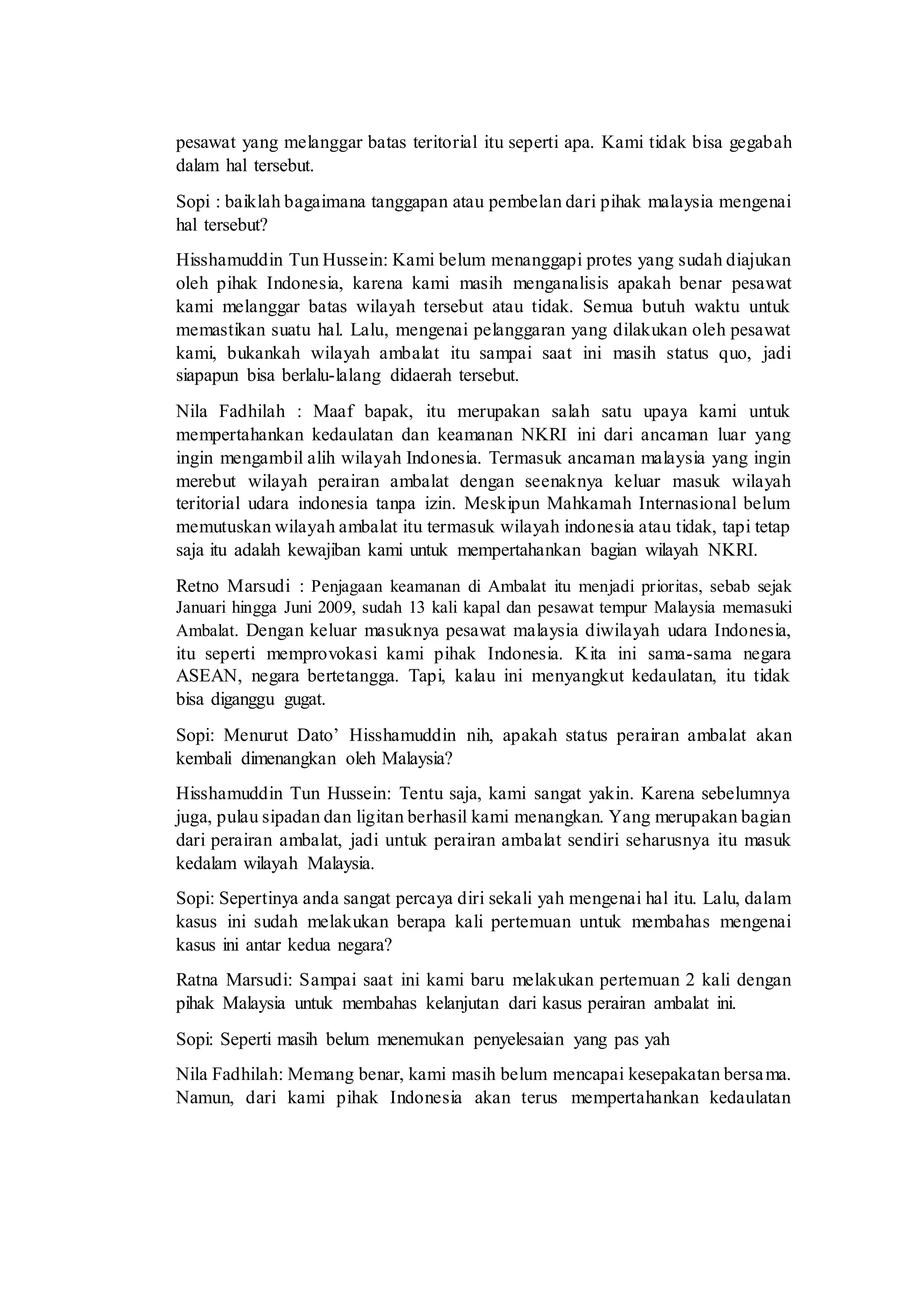 Naskah Talkshow Kasus sengketa ambalat | DOCX