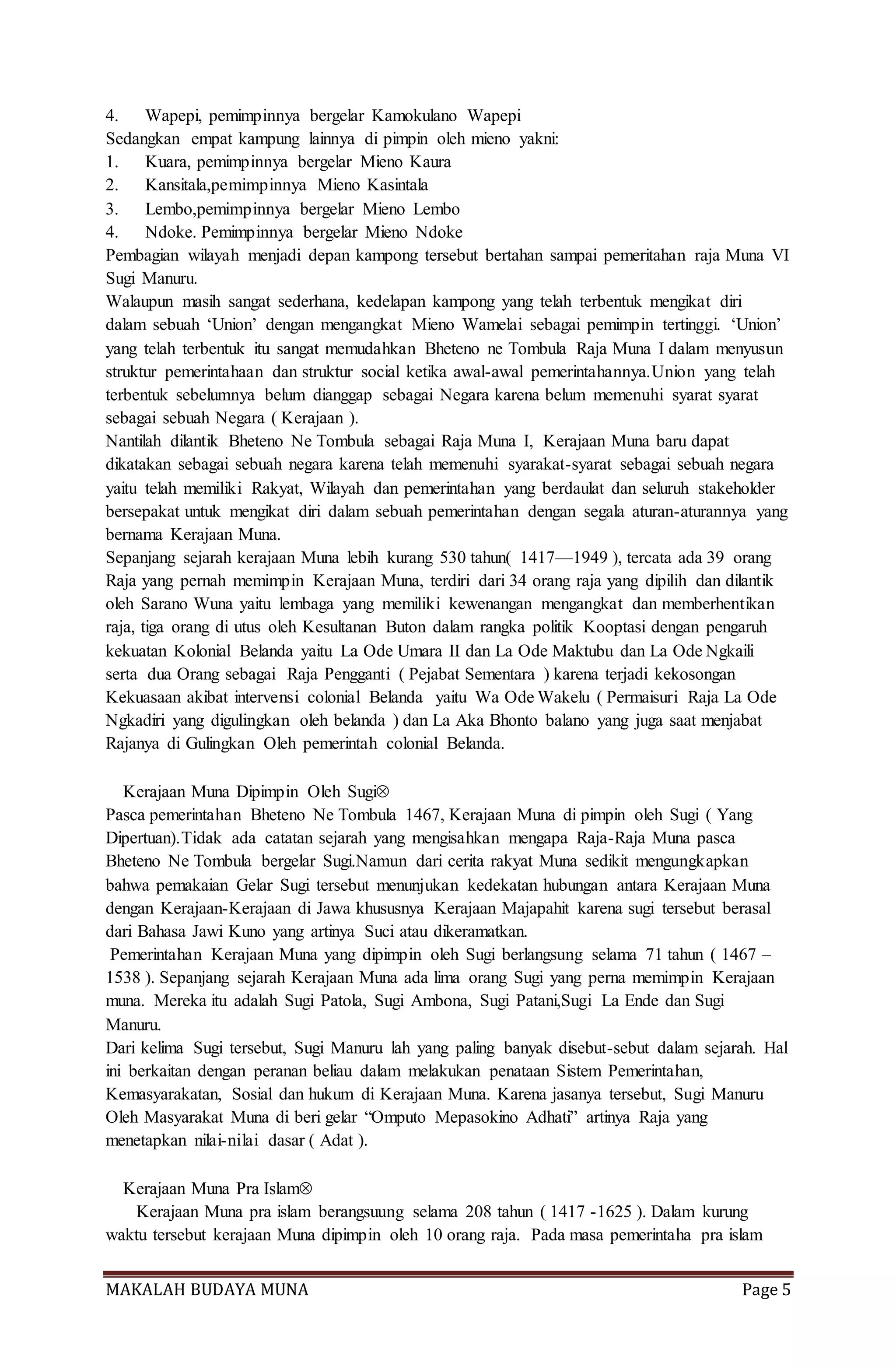 MAKALAH KEBUDAYAAN KAB. MUNA | DOCX