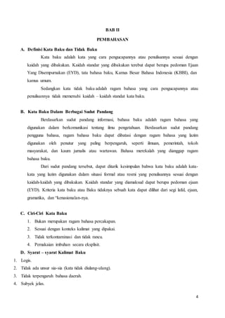 Kata baku dan tidak baku | DOCX