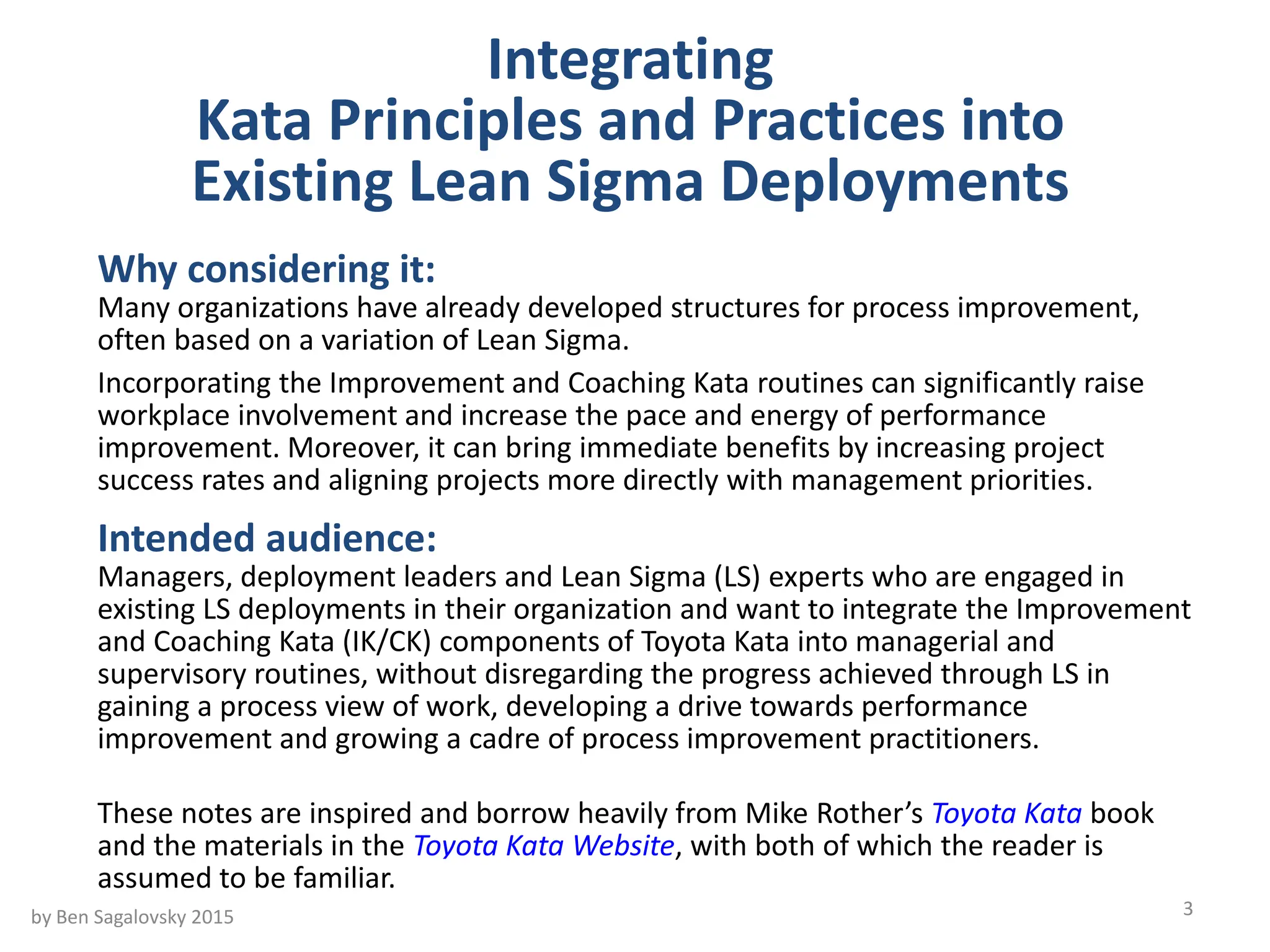 Leveraging the Toyota Kata to re-energize your Lean Sigma initiative | PPT