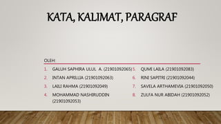 Kata, kalimat, dan paragraf bahasa indonesia | PPTX