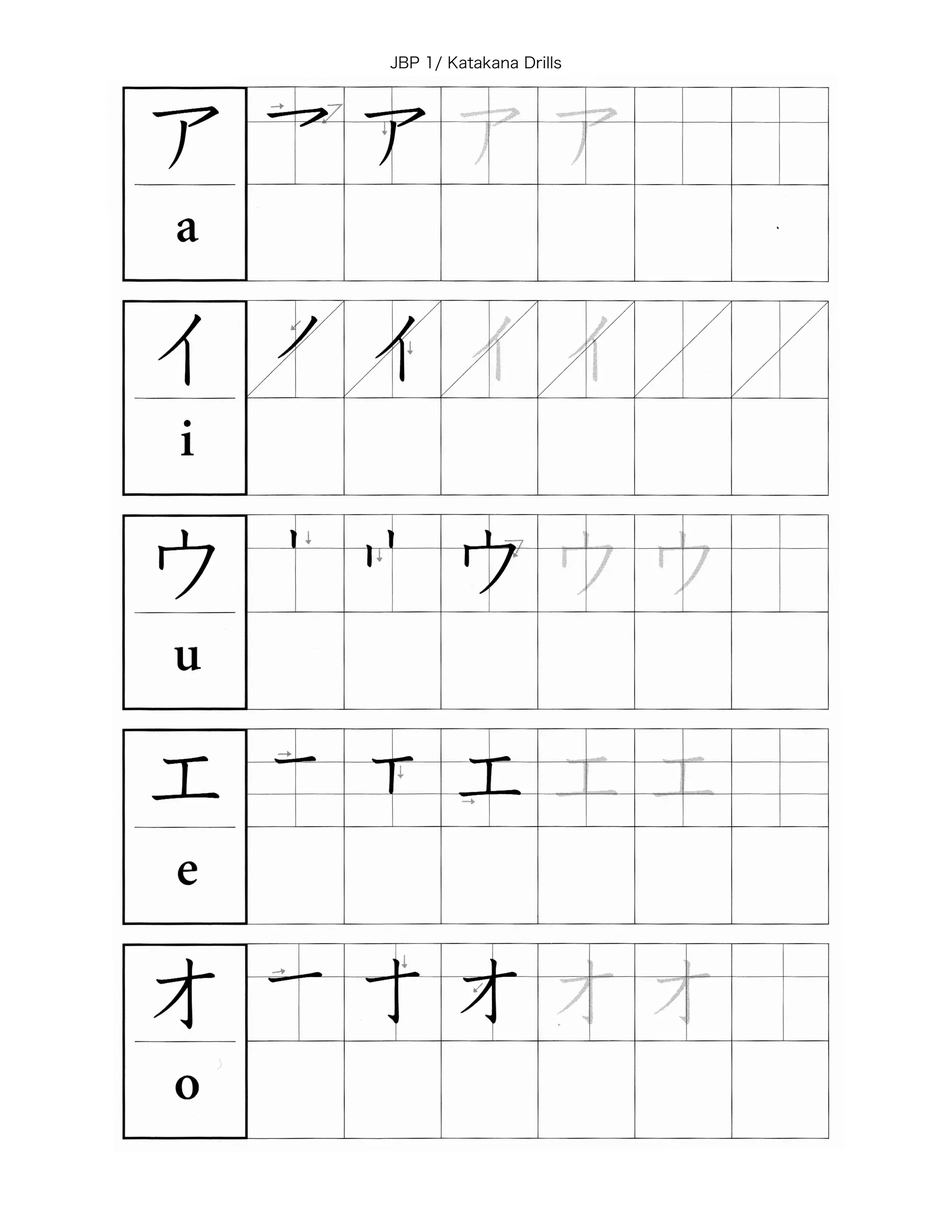Katakana Writing drill 1 | PDF