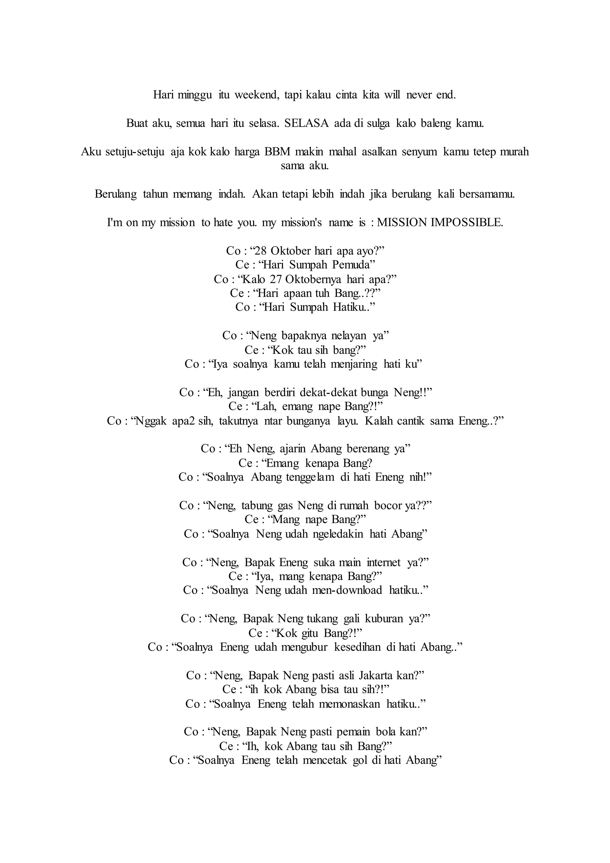 Kata kata gombal | DOCX