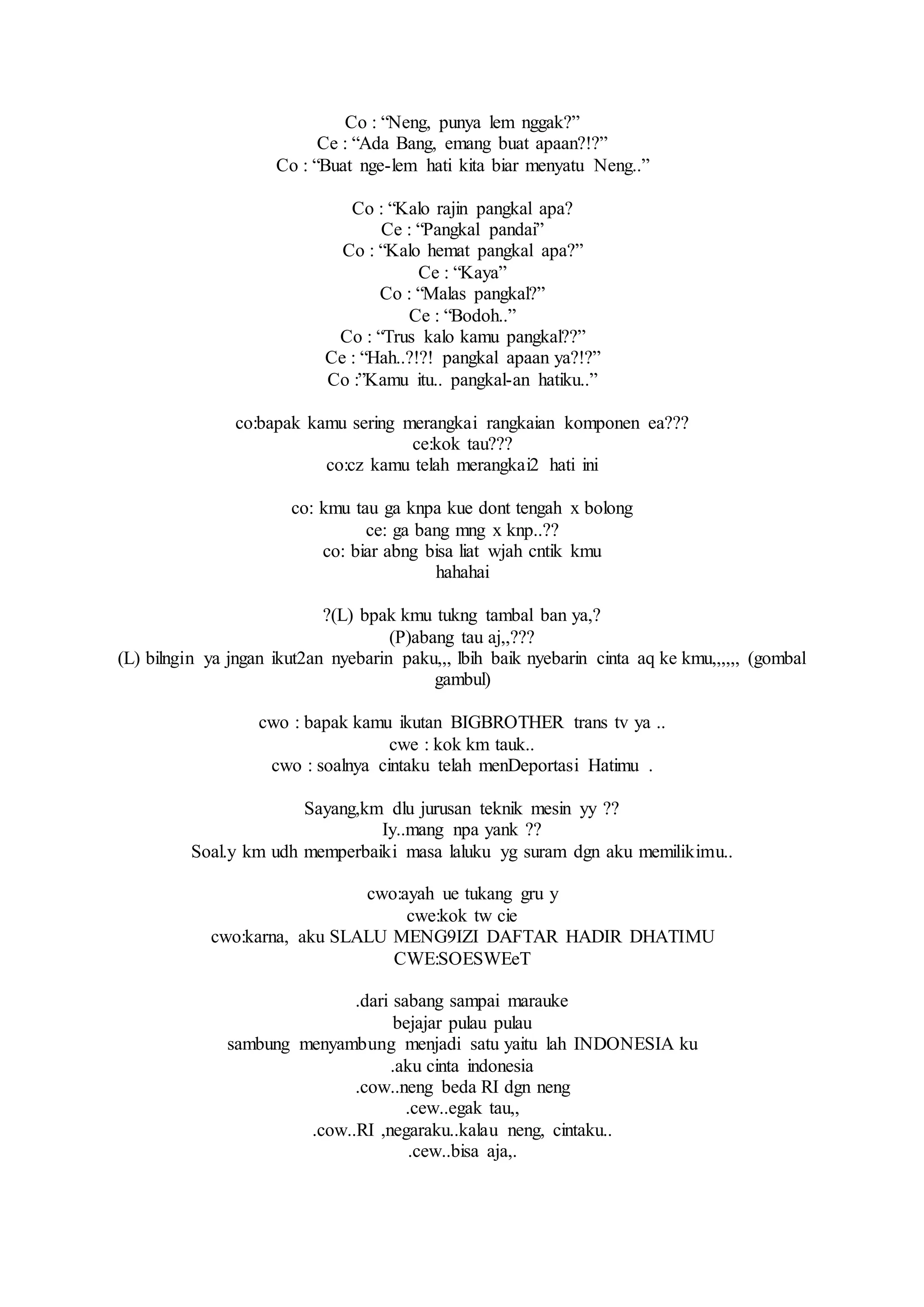 Kata kata gombal | DOCX