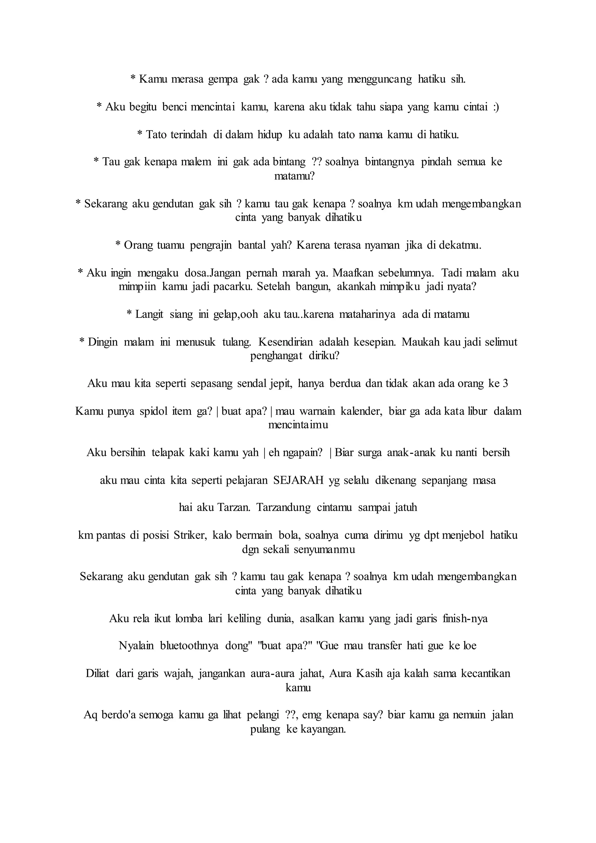 Kata kata gombal | DOCX