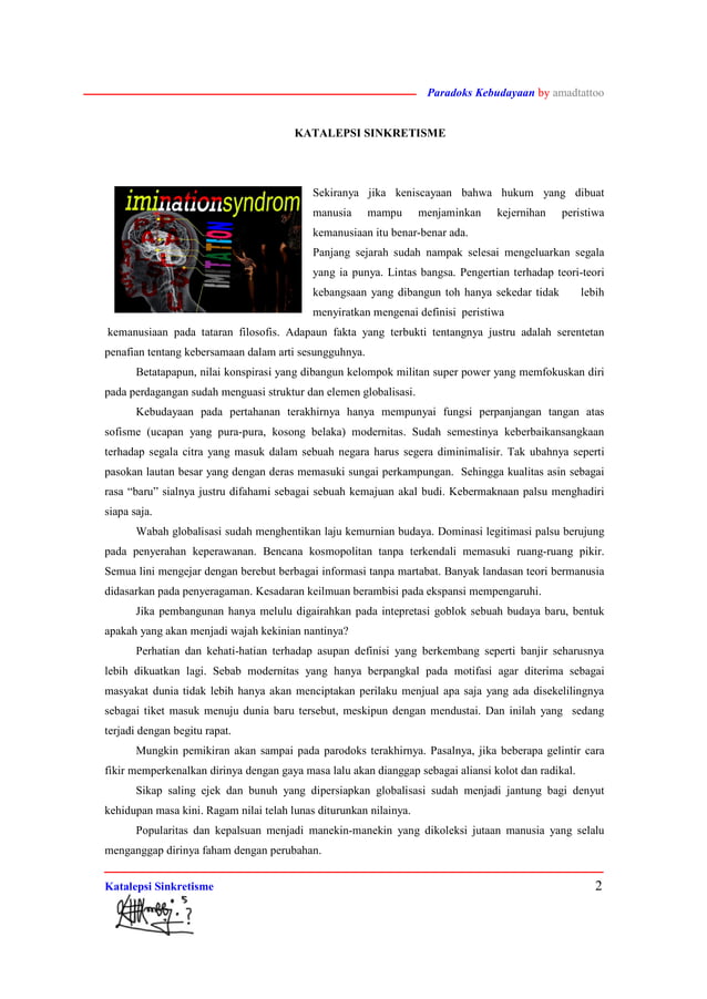 Katalepsi sinkretisme | PDF